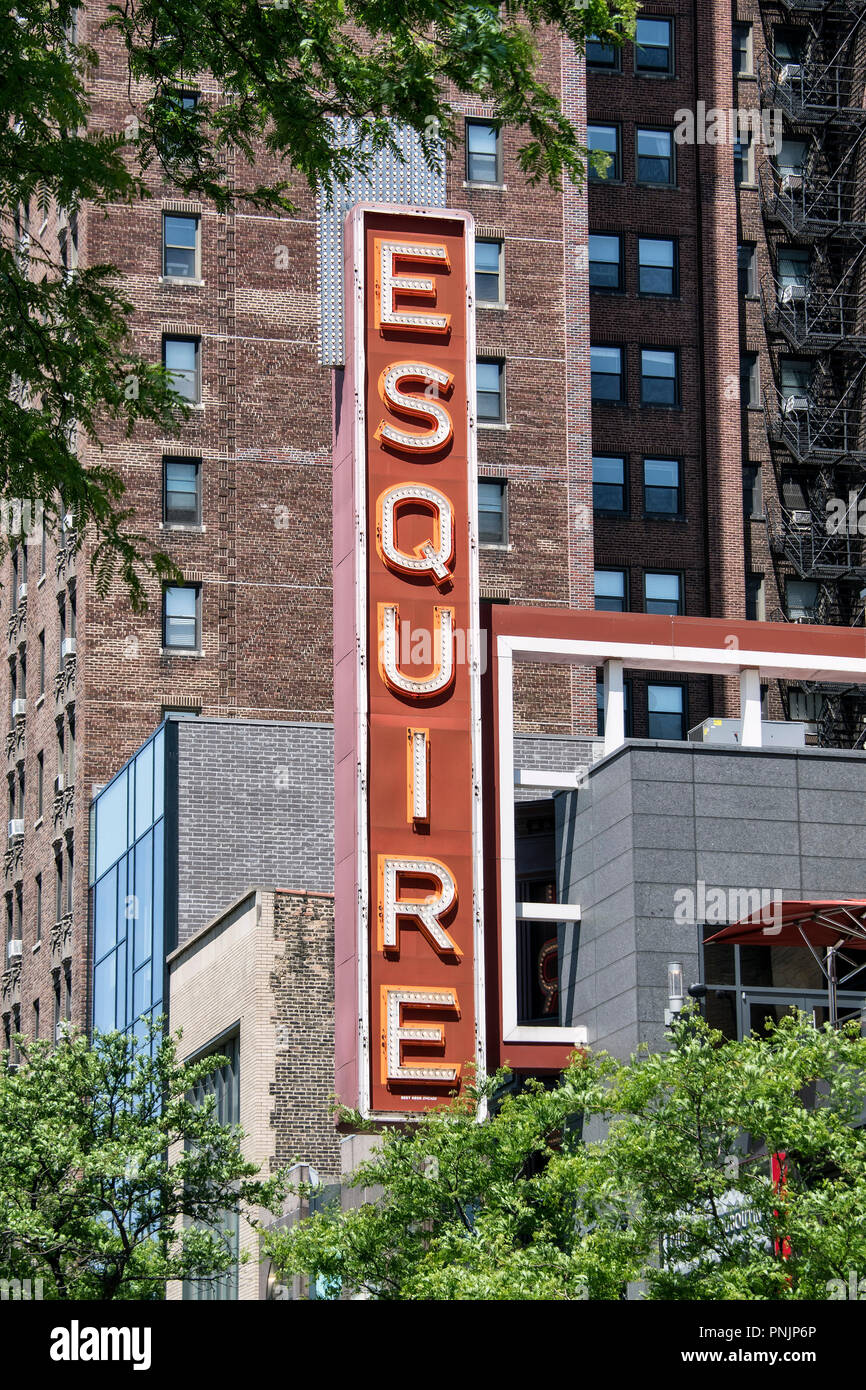 Old sign on the Hotels Esquire in Downtown Chicago, IL Stock Photo - Alamy
