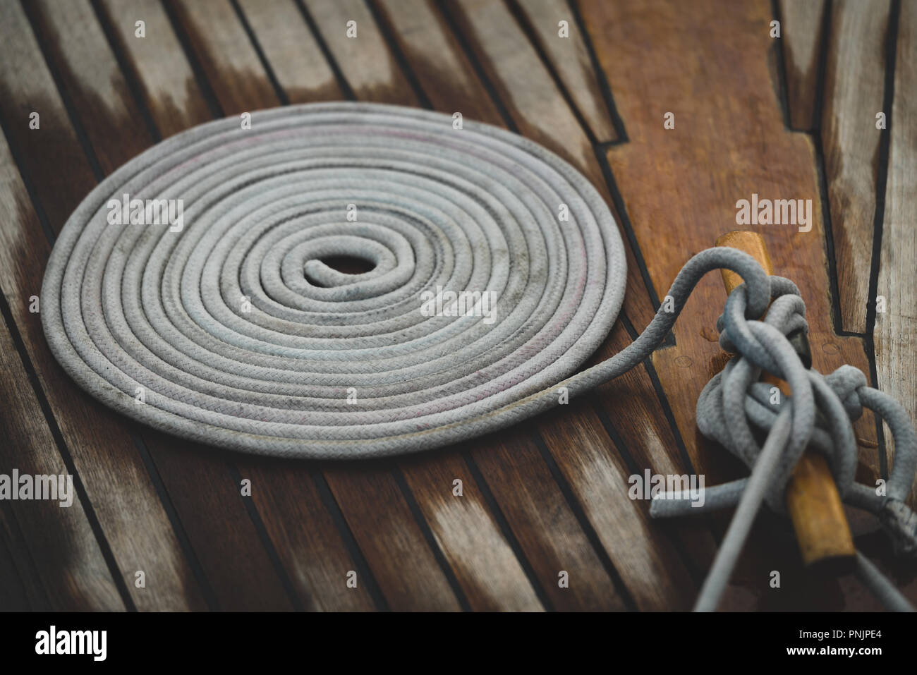 Rope on old sailing ship Stock Photo - Alamy