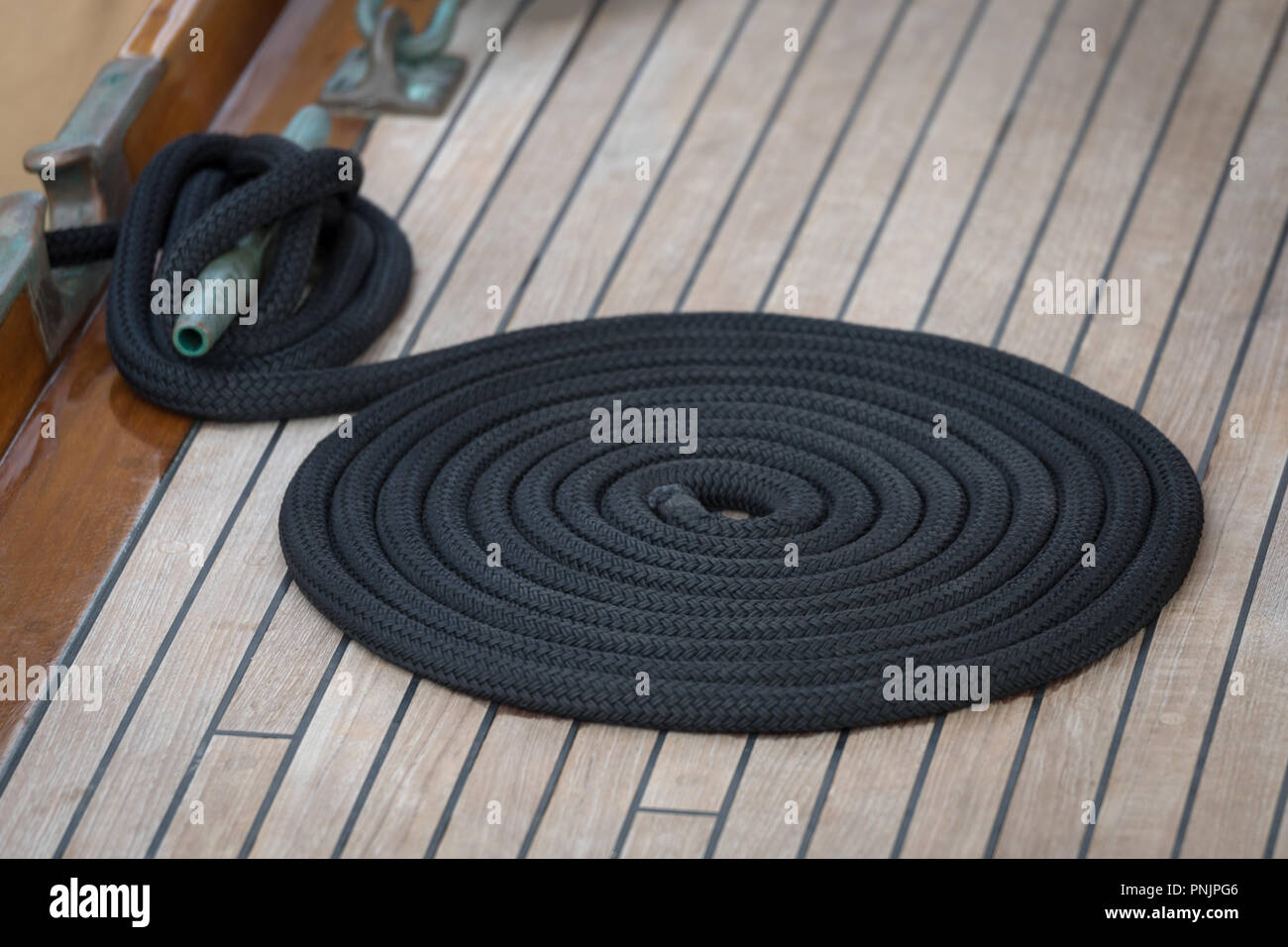 Rope on old sailing ship Stock Photo - Alamy
