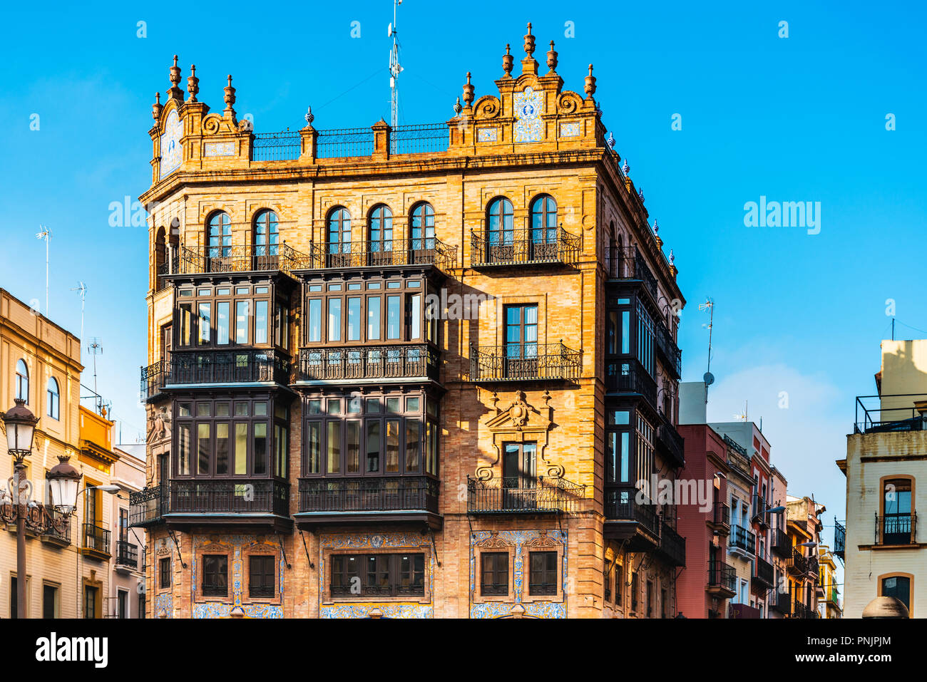 Andalusian style building in Sevilla city, Spain Stock Photo - Alamy
