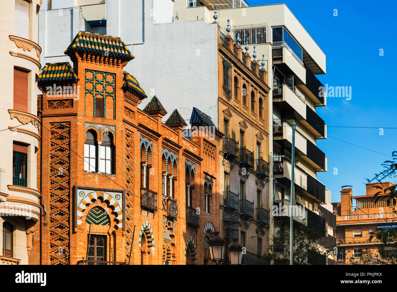 Andalusian style building in Sevilla city, Spain Stock Photo - Alamy