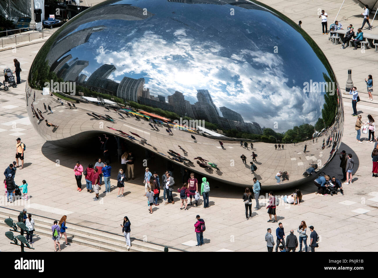 Cloud Gate sculpture, The Bean, by British artist Anish Kapoor, in ...