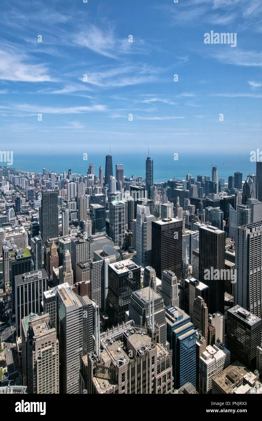 View of skyscrapers, John Hancock Building, Downtown Chicago and Lake ...