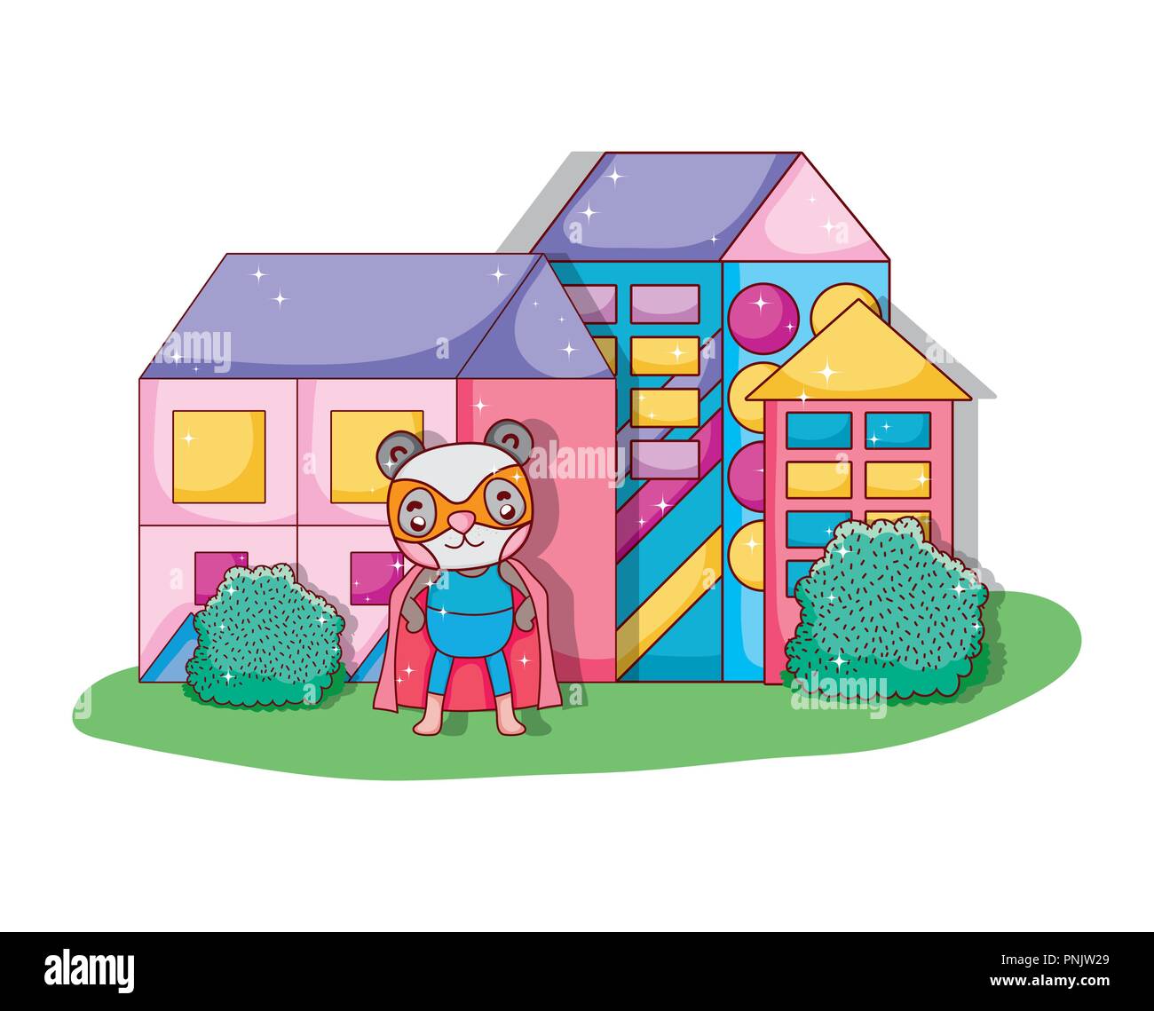 Cartoon illustration super hero house Stock Vector Images - Alamy