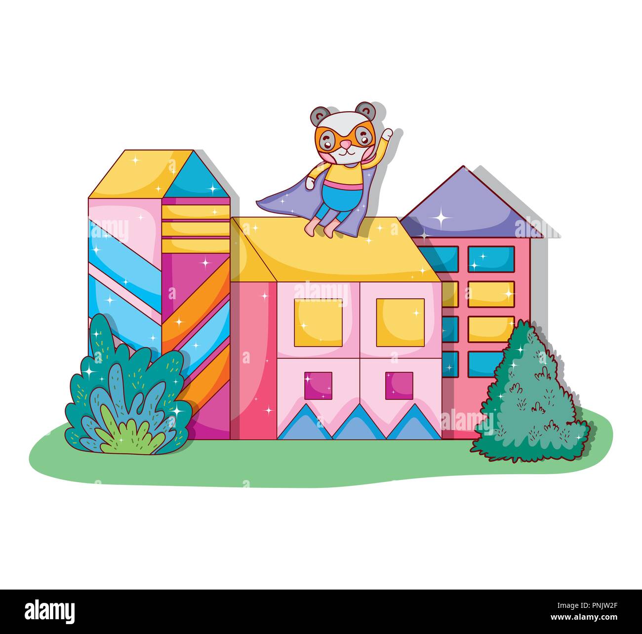 Cartoon illustration super hero house hi-res stock photography and ...