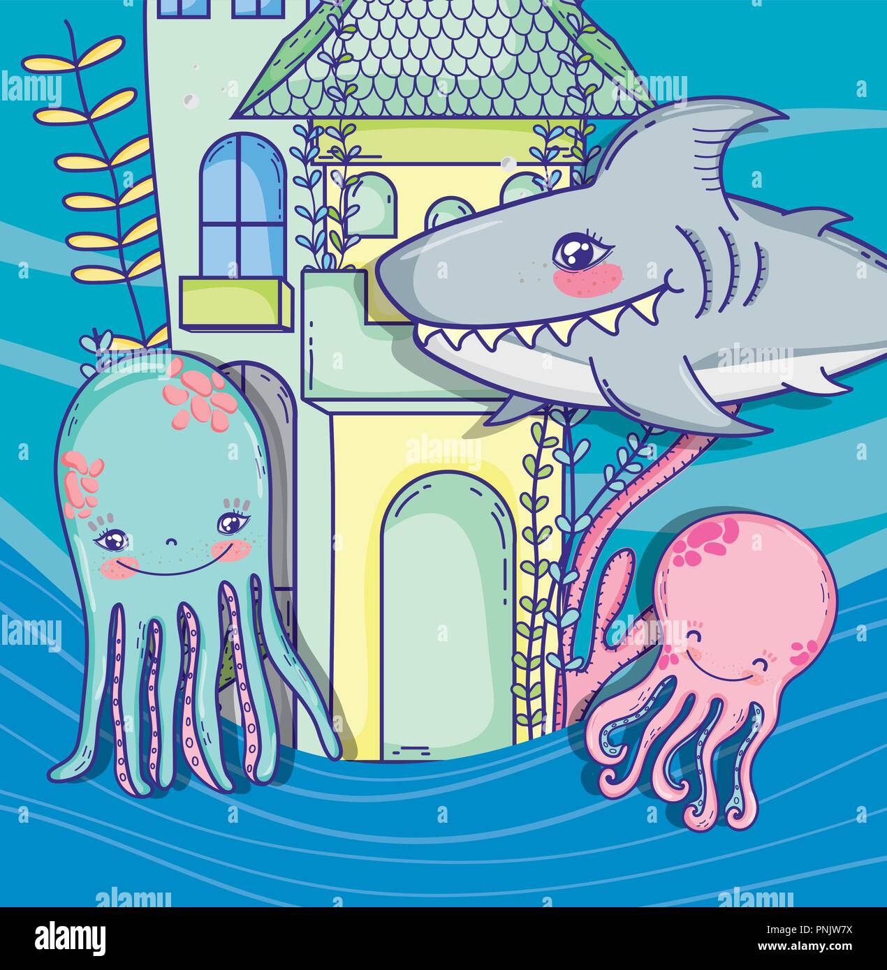 Sea animals cartoons Stock Vector Image & Art - Alamy