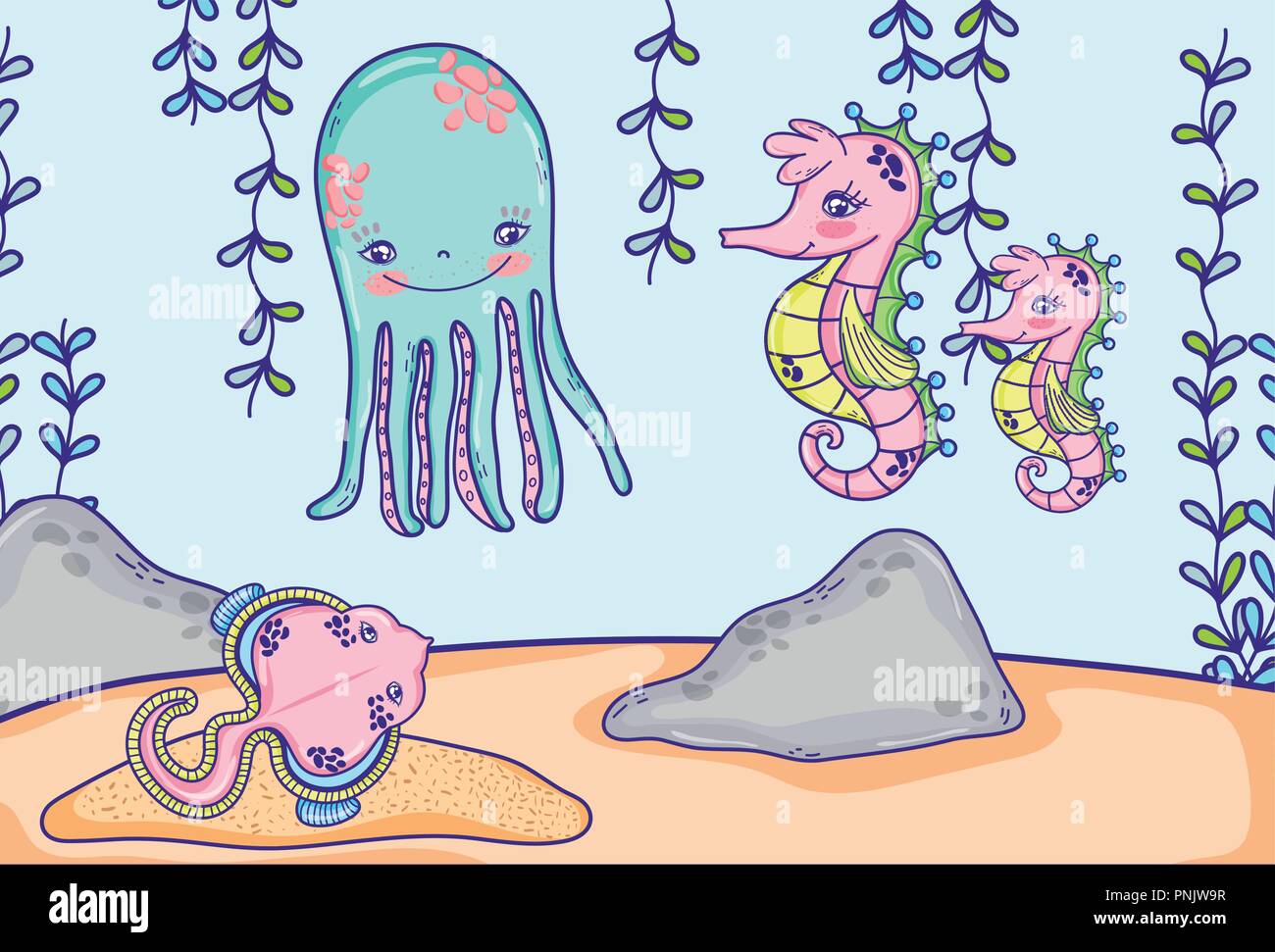 Sea animals cartoons Stock Vector Image & Art - Alamy