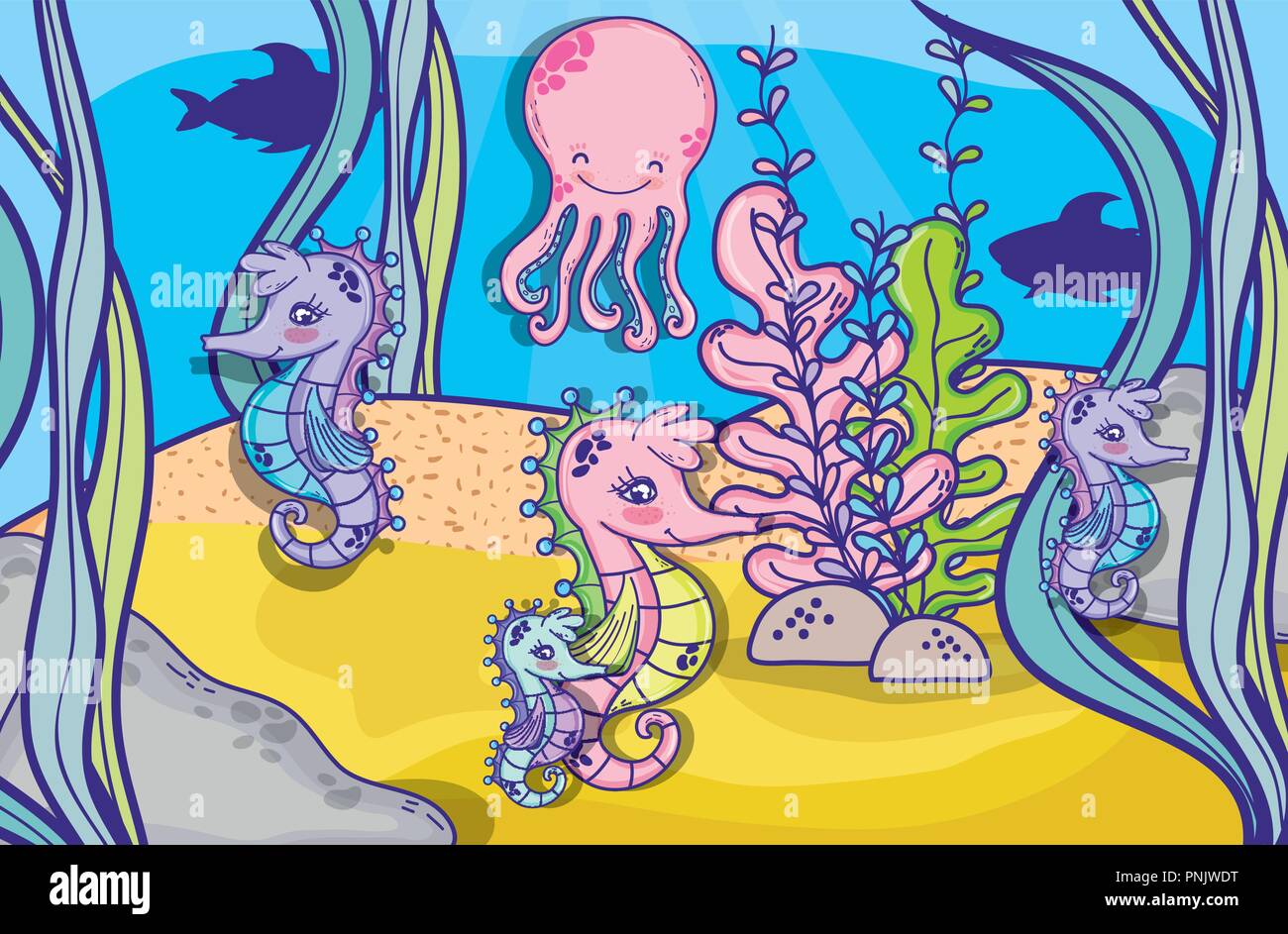 Sea animals cartoons Stock Vector Image & Art - Alamy