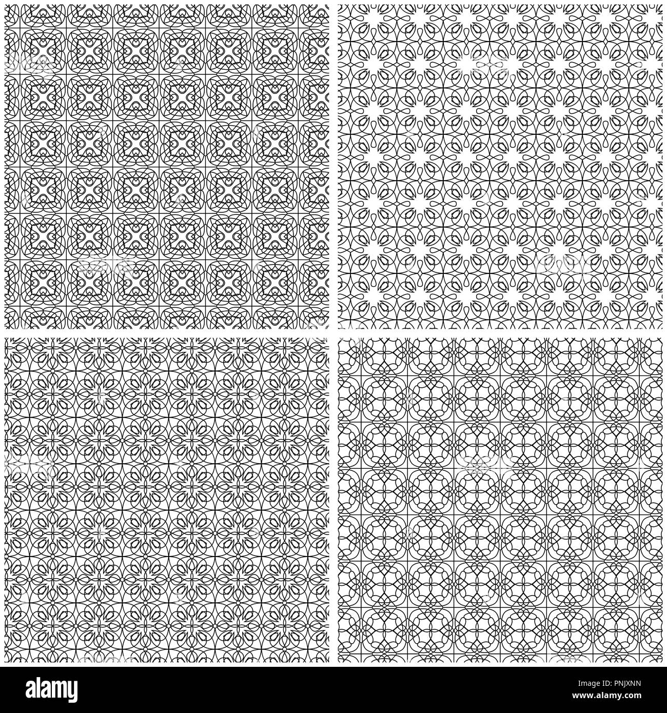 Four different seamless ornamental grid patterns in one file collected ...