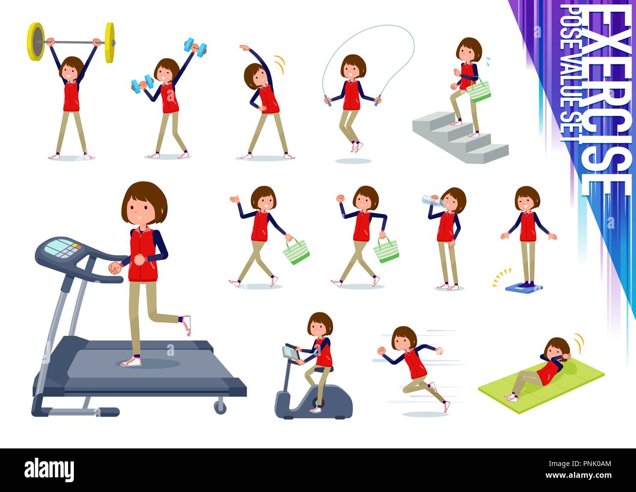 A set of women on exercise and sports.There are various actions to move ...