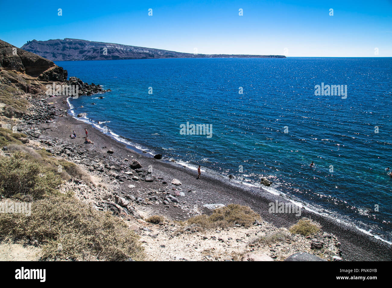 Black Katharos Beach on Santorini island, Greece Stock Photo - Alamy