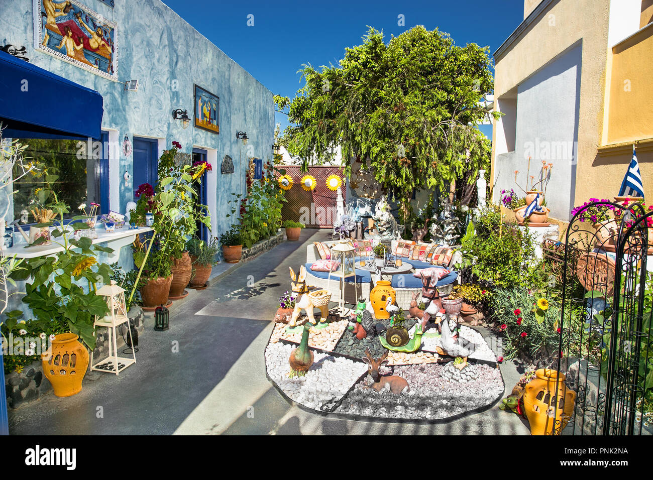Santorini , Grecee- June 12, 2016: National Greek architecture terrace ...