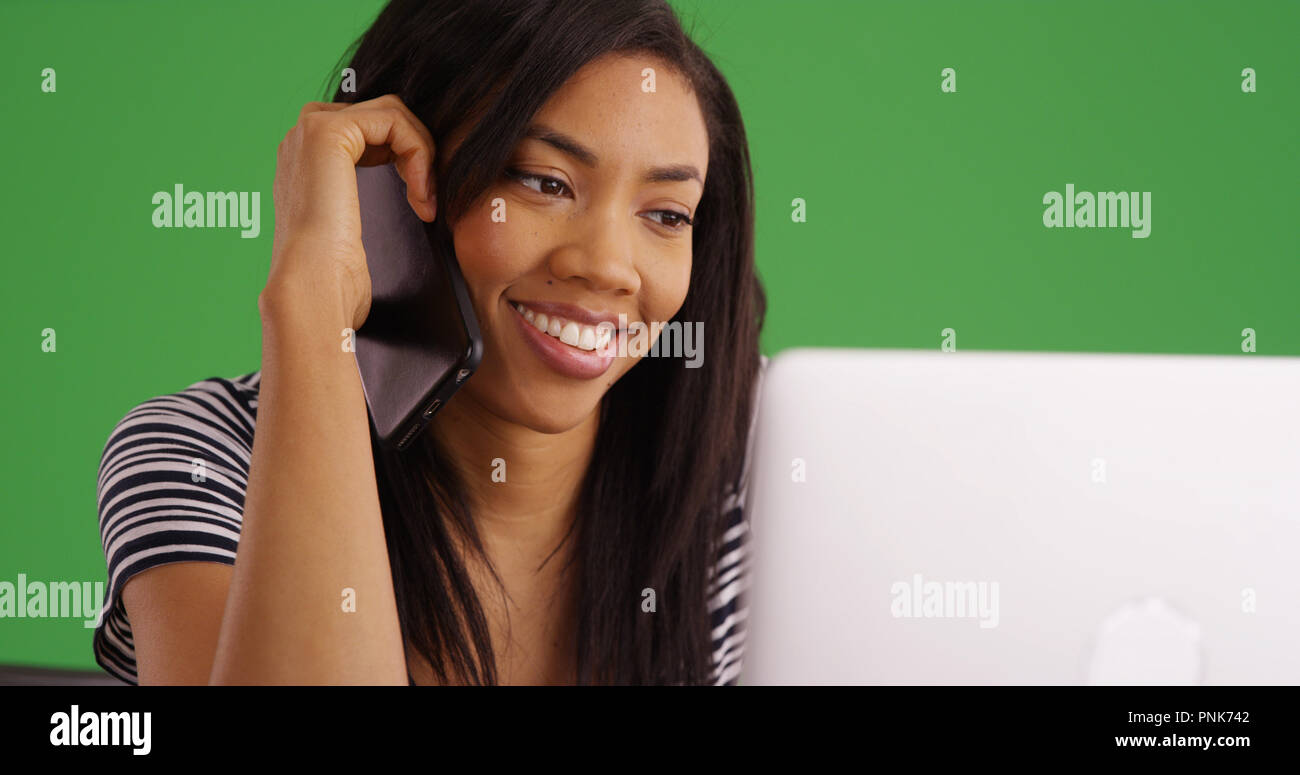 Closeup woman working chromakey computer hi-res stock photography and ...