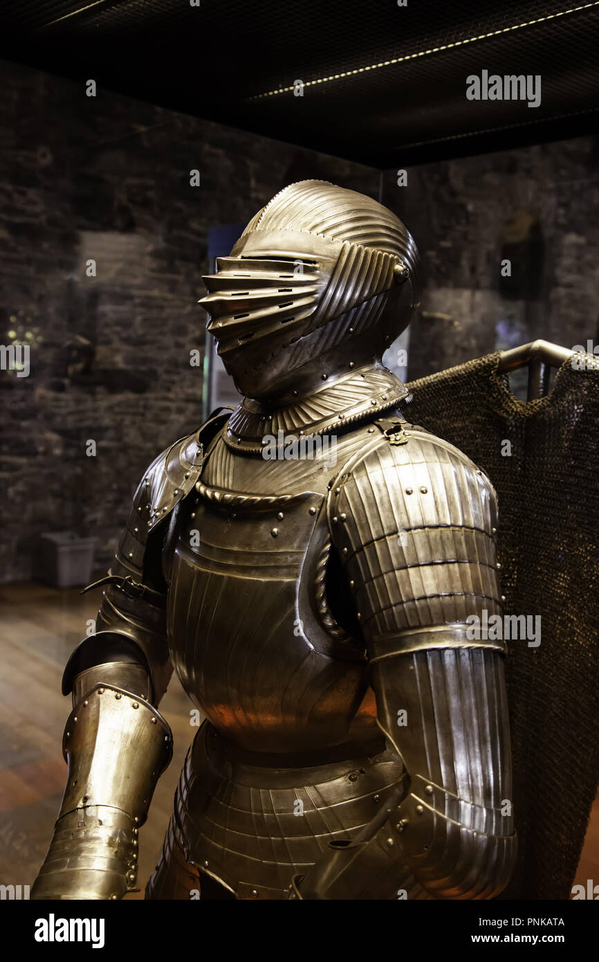 Ancient medieval defense armor, detail of ancient weapon, crossed Stock ...