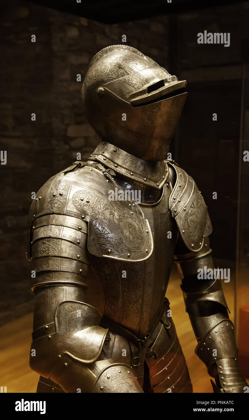 Ancient medieval defense armor, detail of ancient weapon, crossed Stock ...