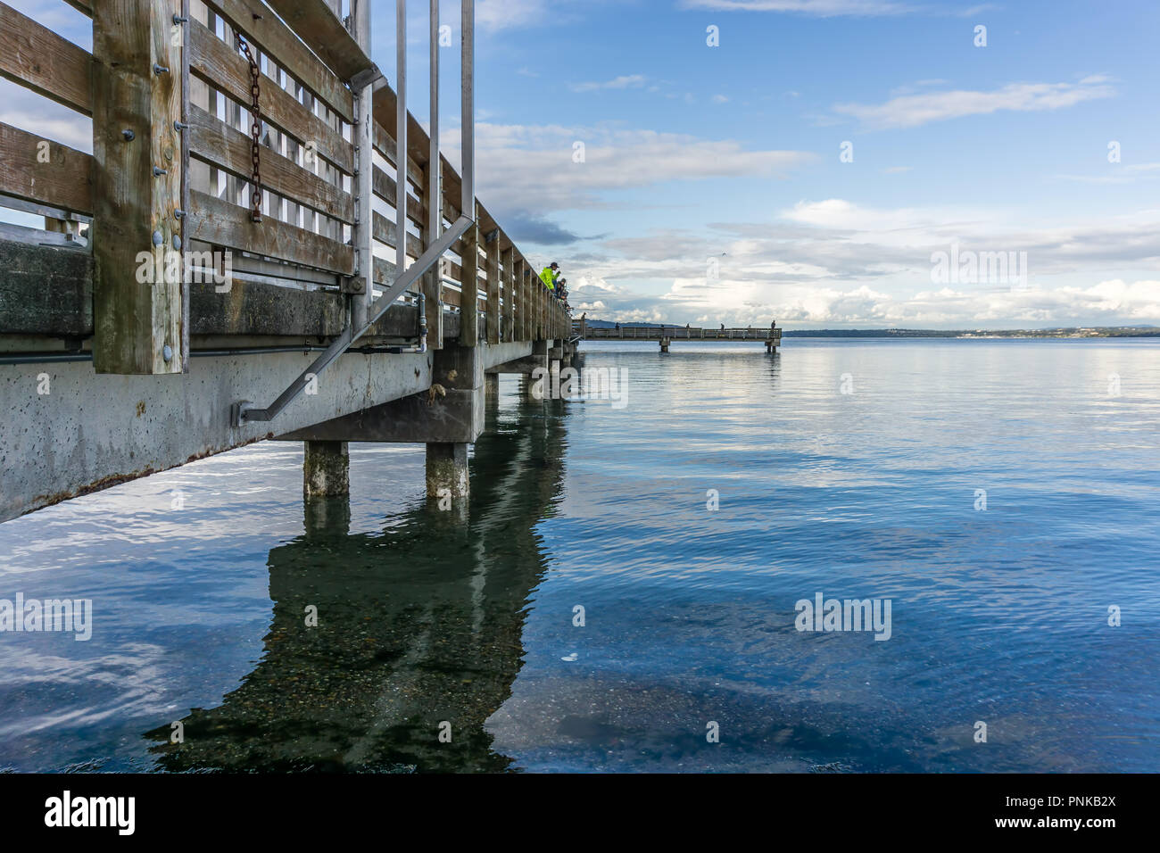 Fishermen try their luck at Dash Point pier in Washington Sttate Stock ...