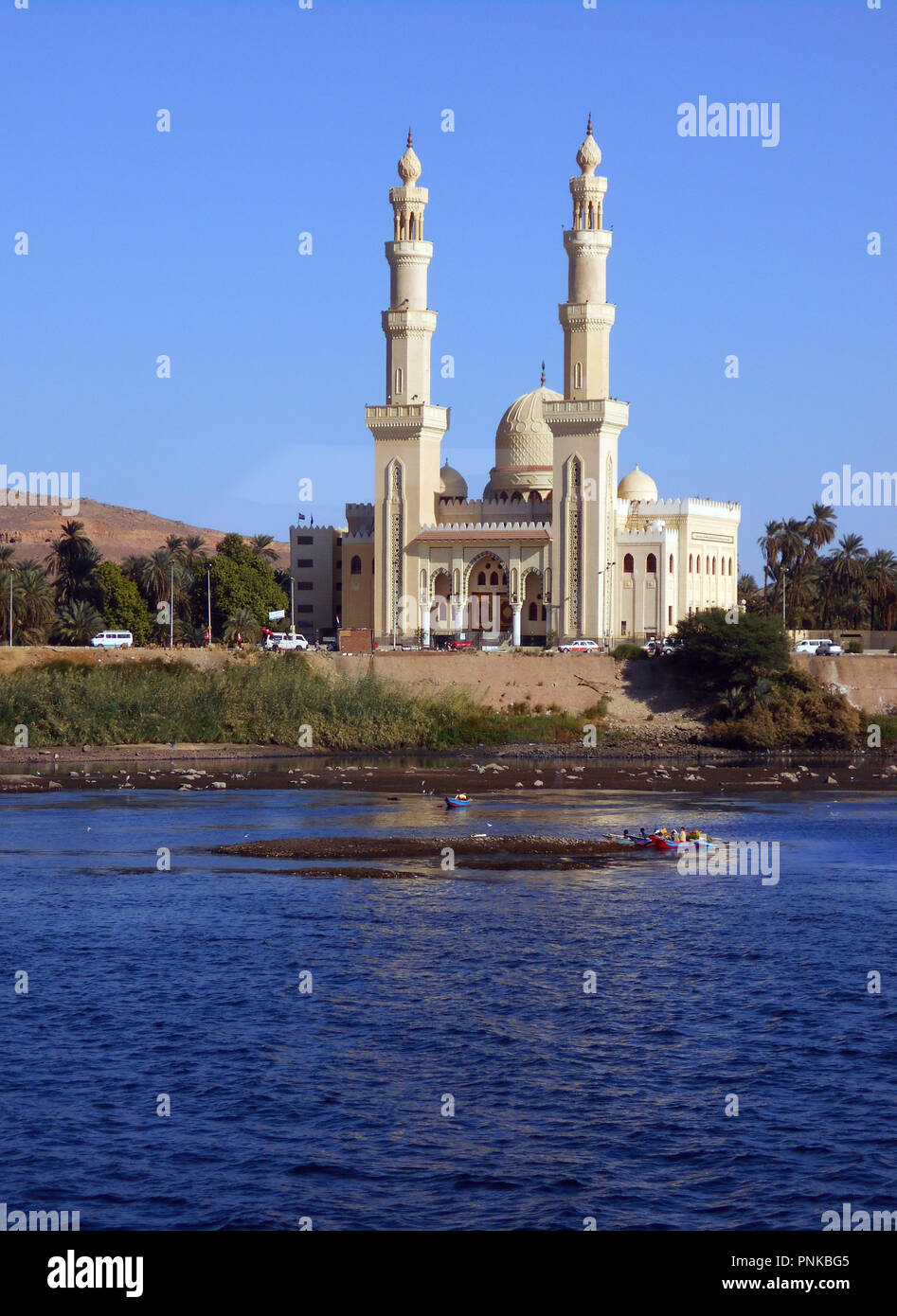 A beautiful, elegant and slim mosque on the banks of the River Nile in ...
