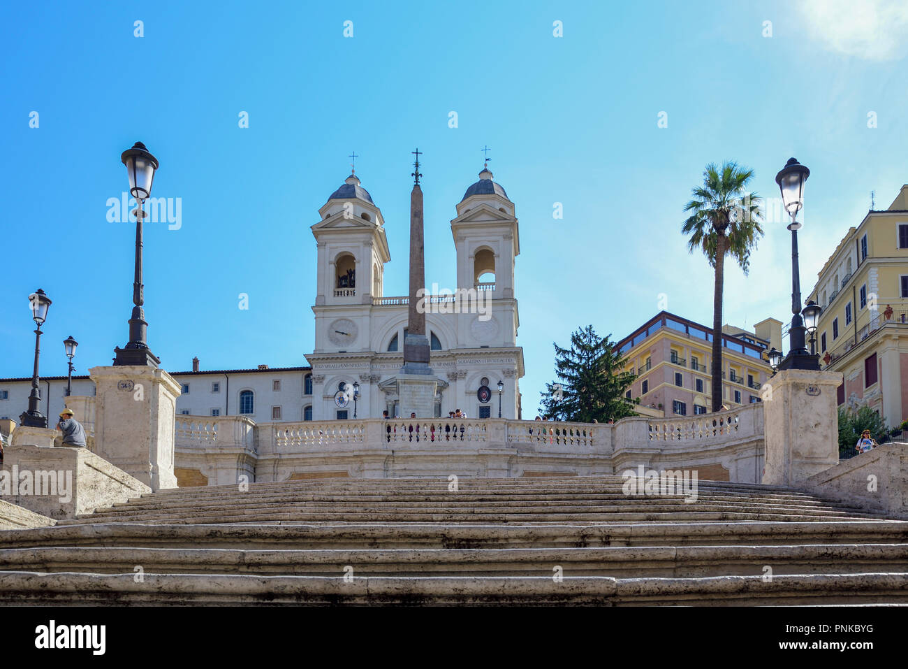 Rome Italy. Church of the trinity of the mountains. Stairway of the ...