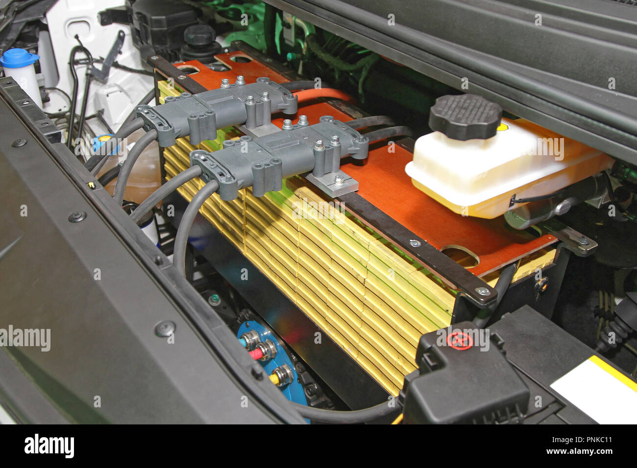 Under the Hood of Electric Car Electronics Stock Photo - Alamy