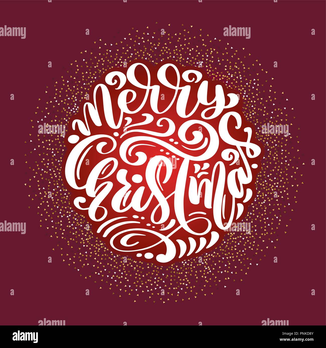 Merry Christmas Calligraphy vector text. Lettering design on red ...