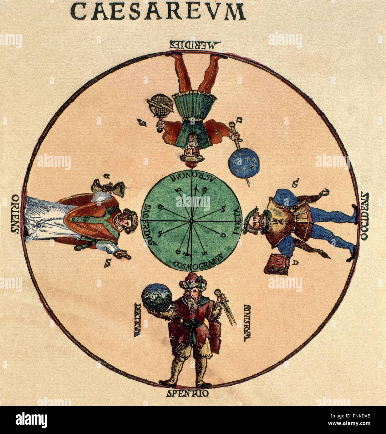 ASTRONOMICUM CAESAREUM 1540. SPHERE OF EAST WESTERN MERIDIES AND ...