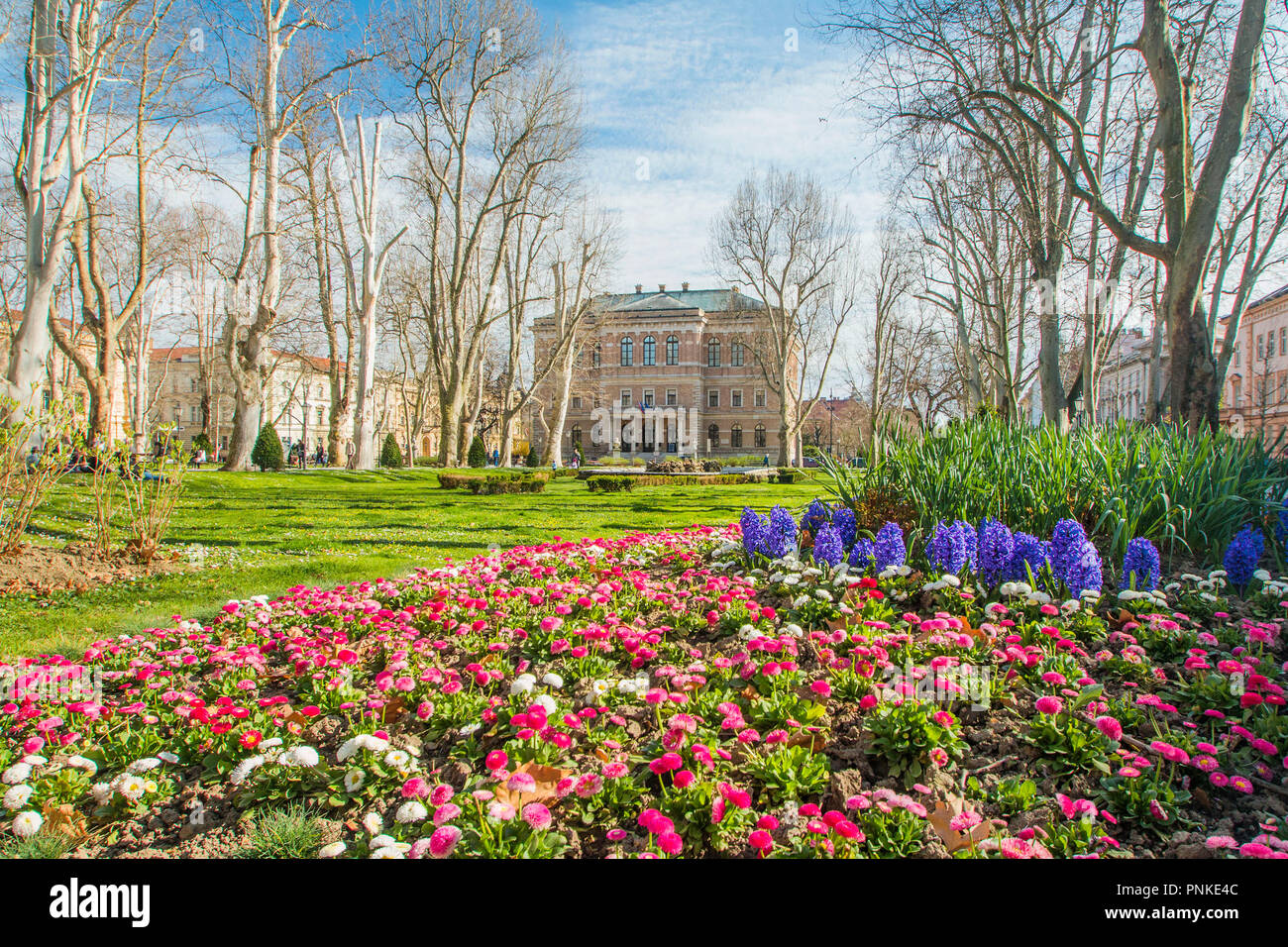 Zrinjevac park and Croatian academy of science and arts in Zagreb Stock ...