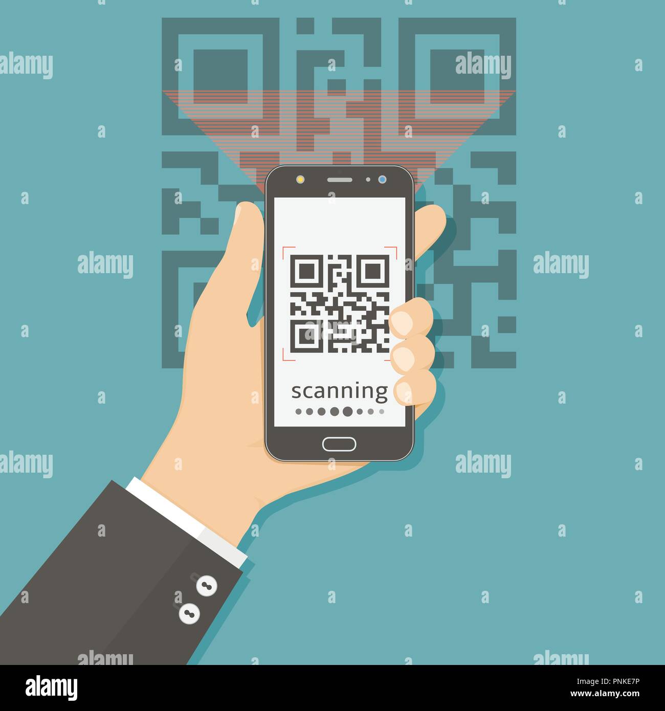 Flat Vector Illustration Concept For Scanning Qr Code With Mobile Phone Stock Vector Image And Art