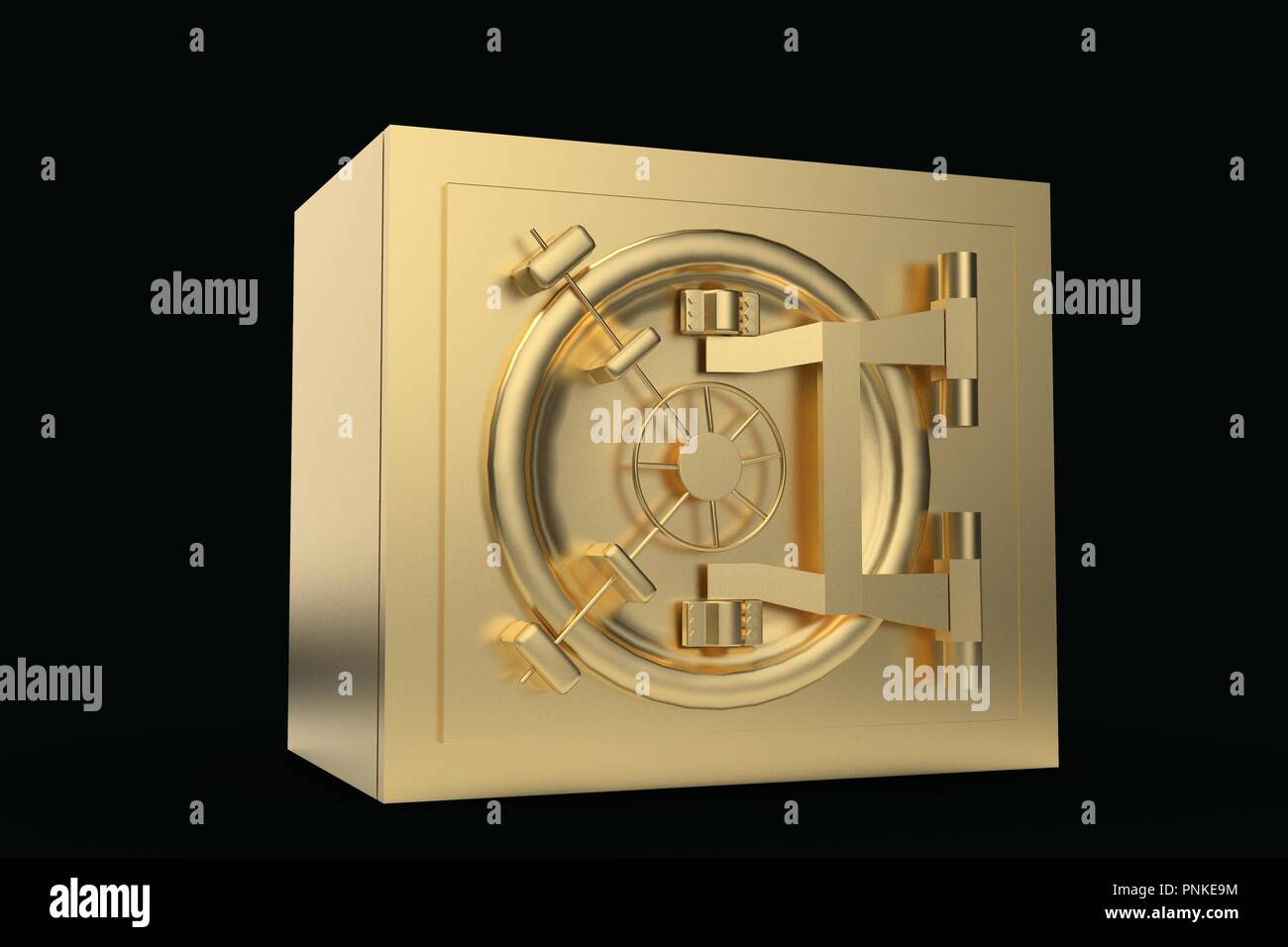 Security golden safe 3D rendering isolated on black background Stock ...
