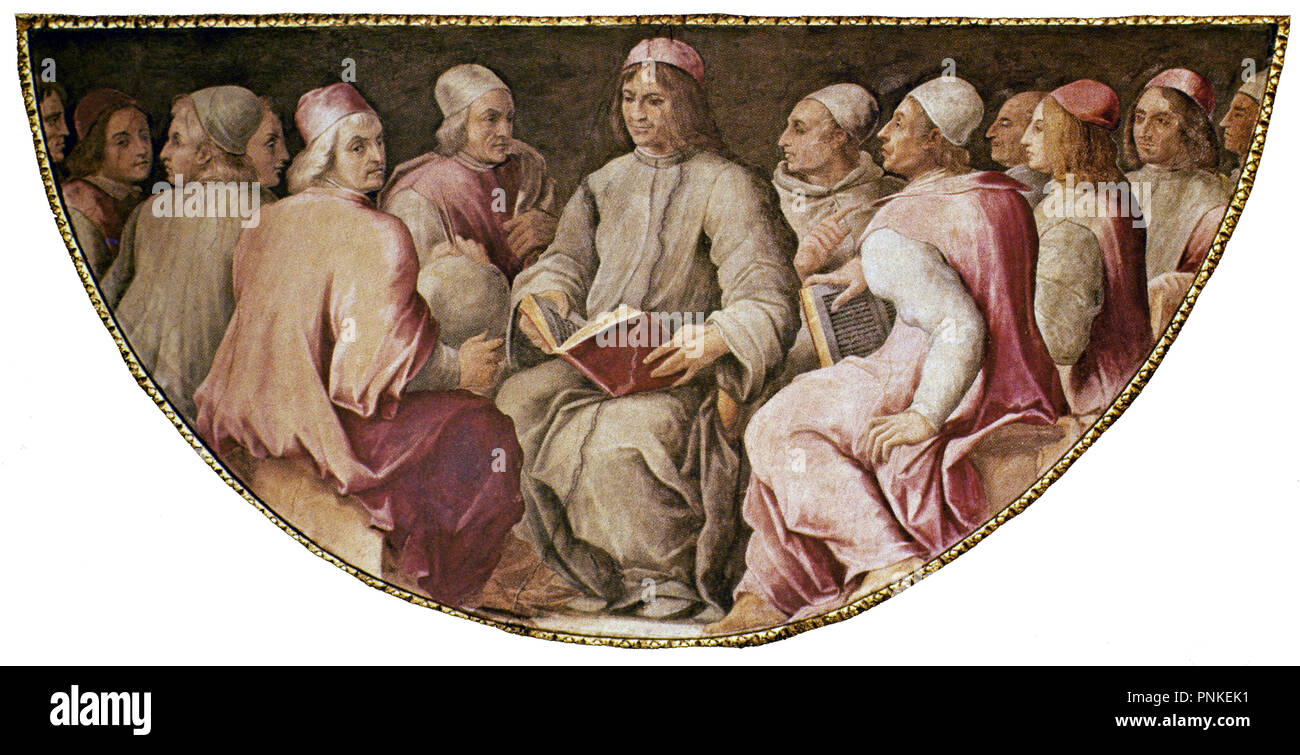 Italian school. Lorenzo the Magnificent with philosophers and writers ...