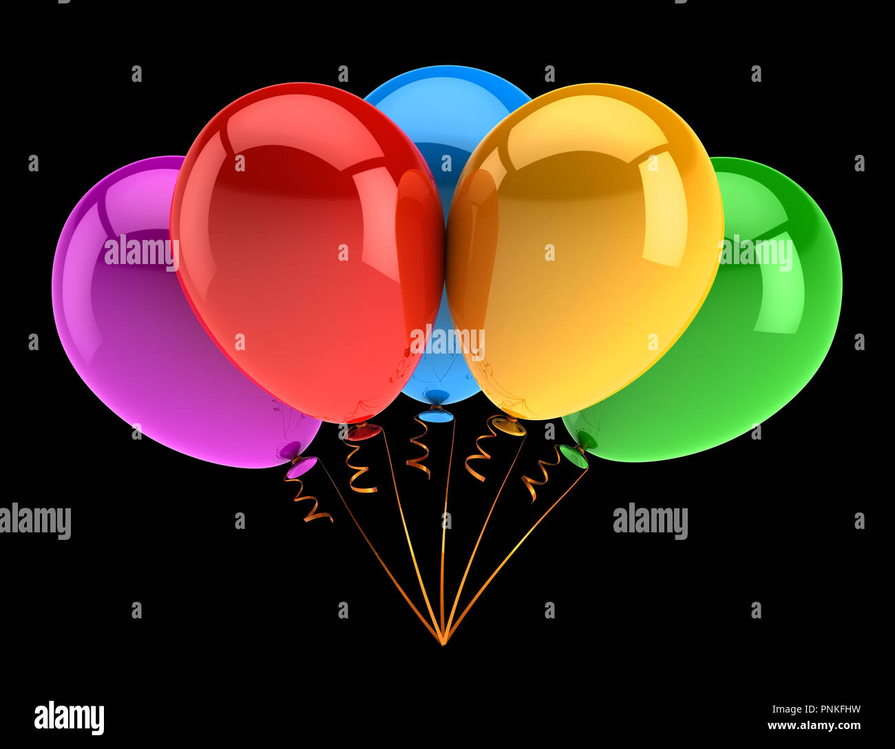 colorful party balloons glossy 5 five. birthday decoration multicolored ...