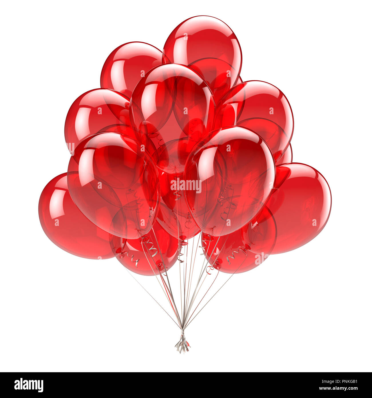 party balloons red birthday decoration glossy translucent bunch. 3d ...