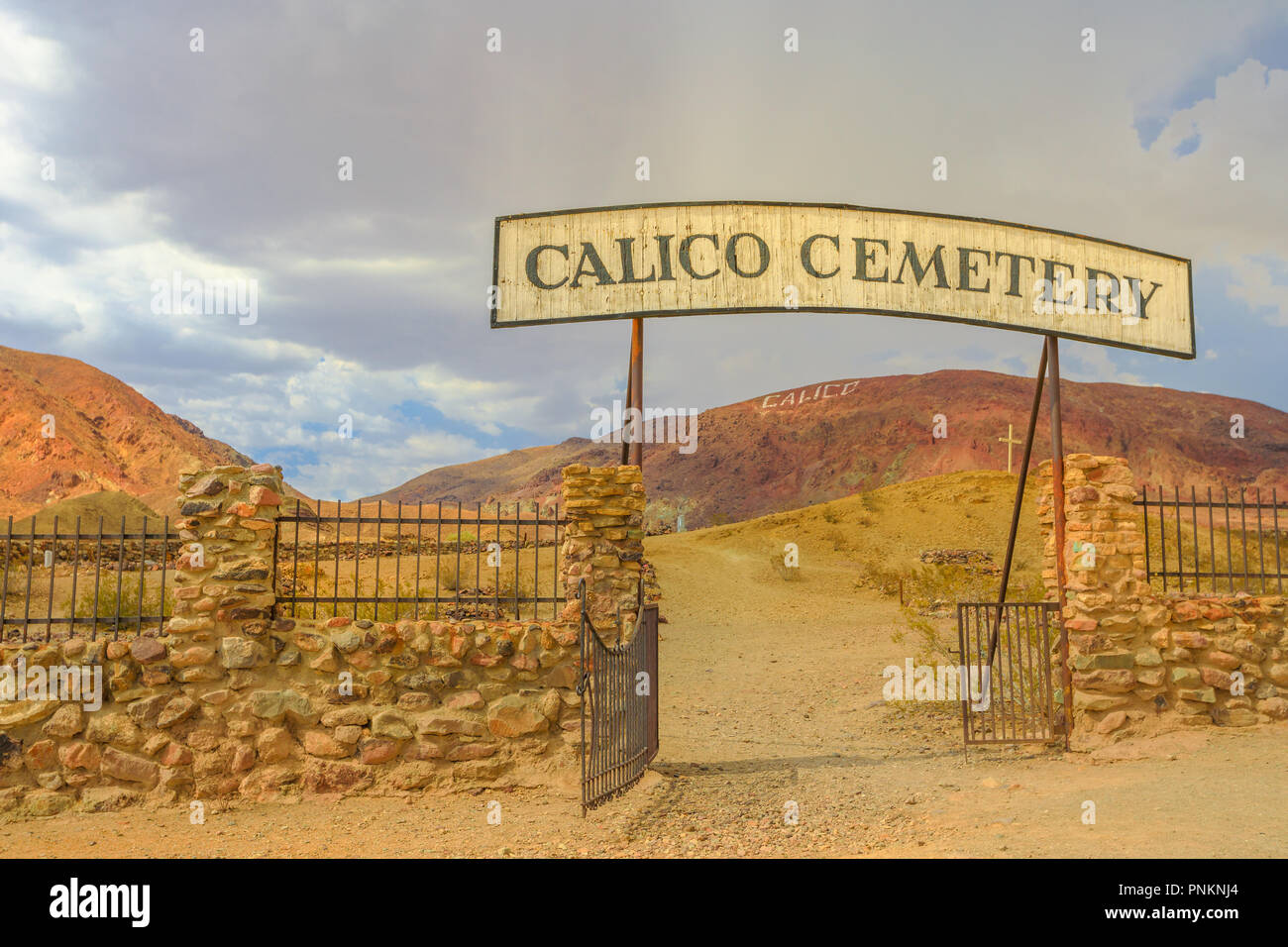 Entrance to Calico Ghost Town old Cemetery of 1890. The mining town of ...