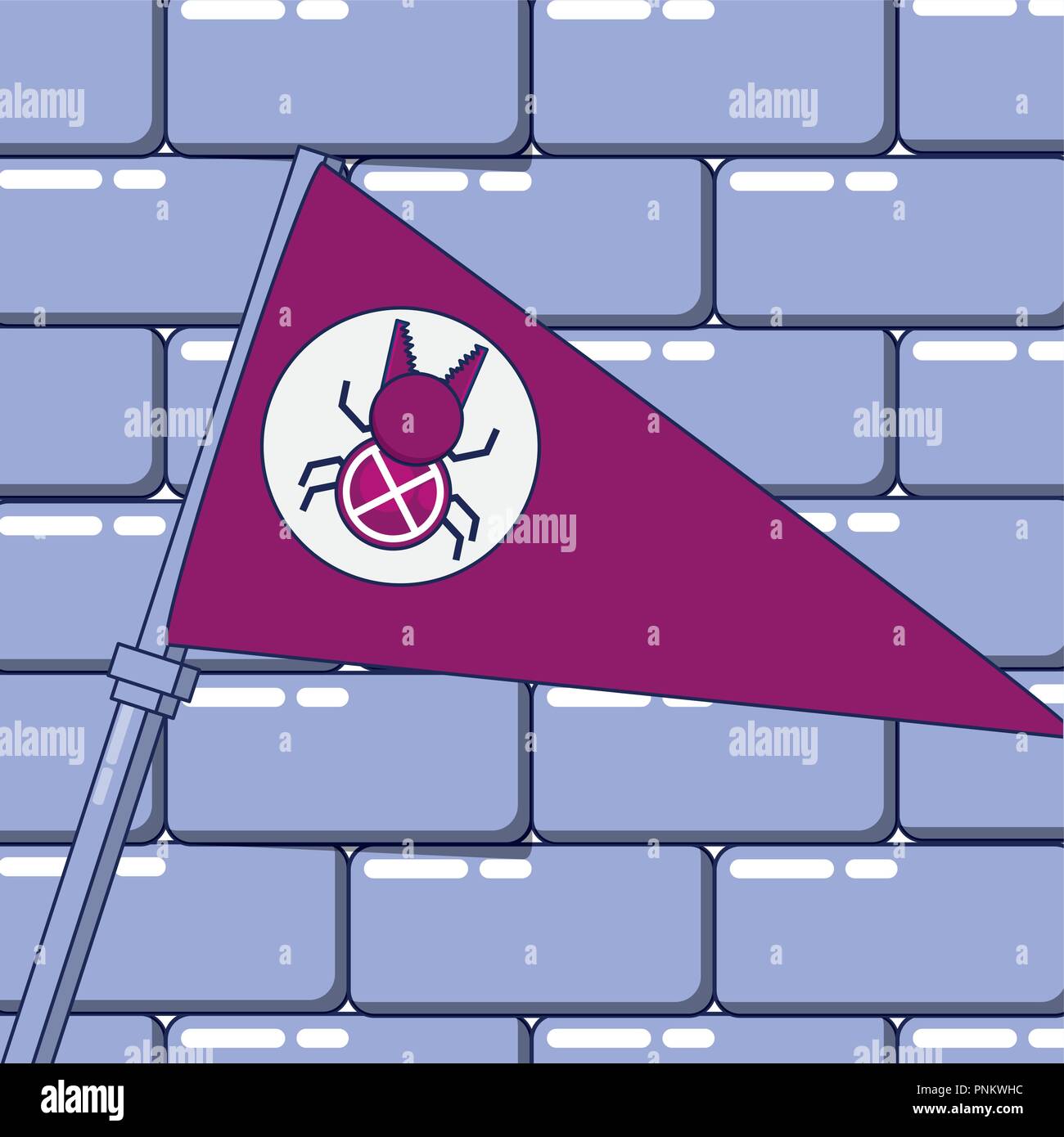 flag with bug and wall vector illustration design Stock Vector Image ...