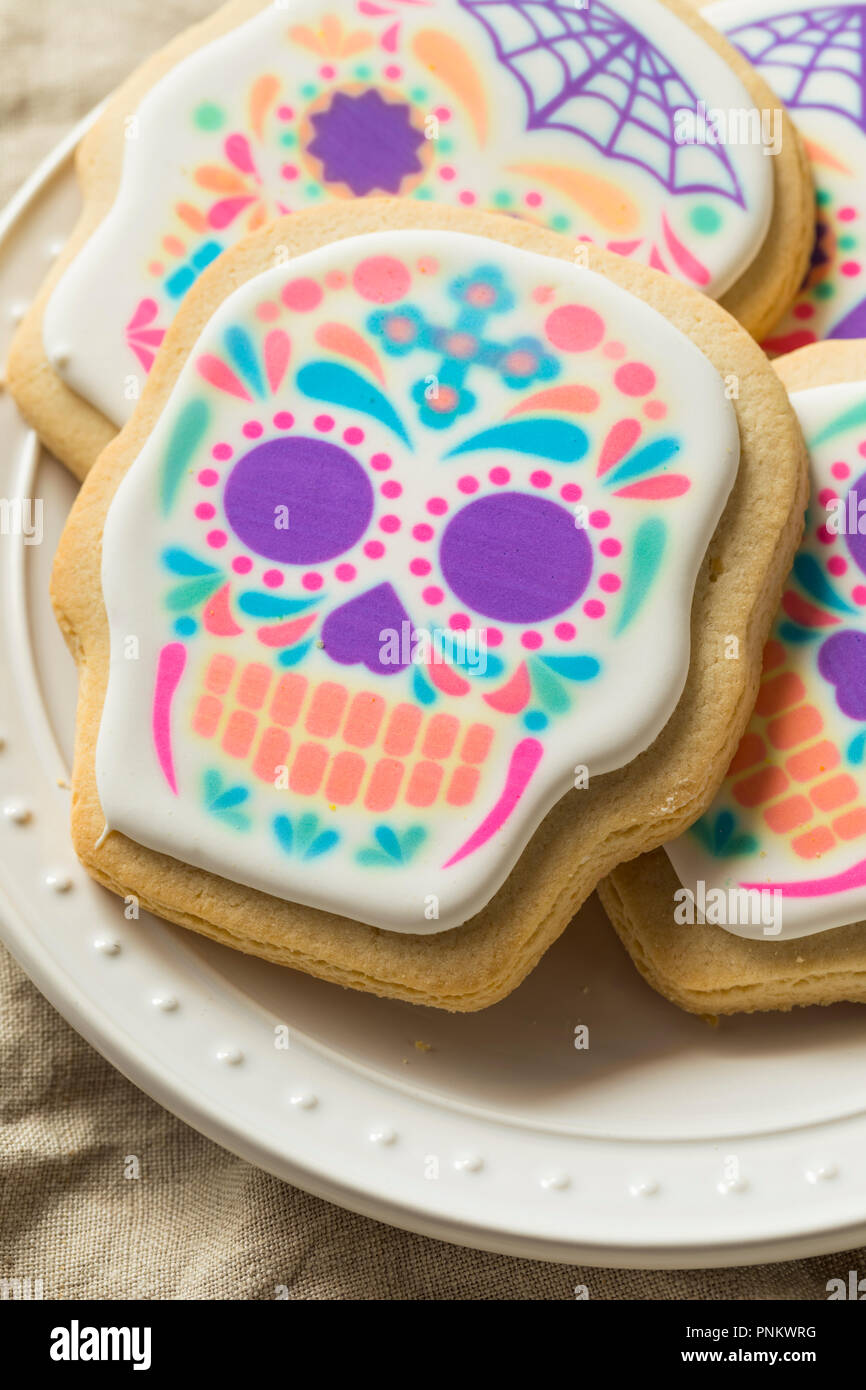 Homemade Mexican Sugar Skull Cookies for Dia De Los Muertos Stock Photo ...