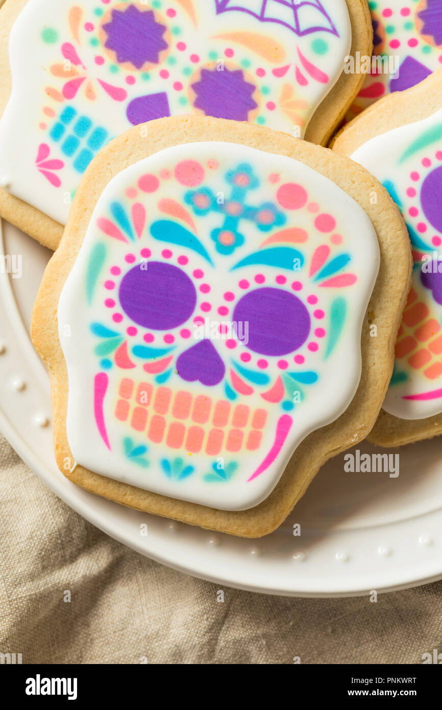 Homemade Mexican Sugar Skull Cookies for Dia De Los Muertos Stock Photo ...