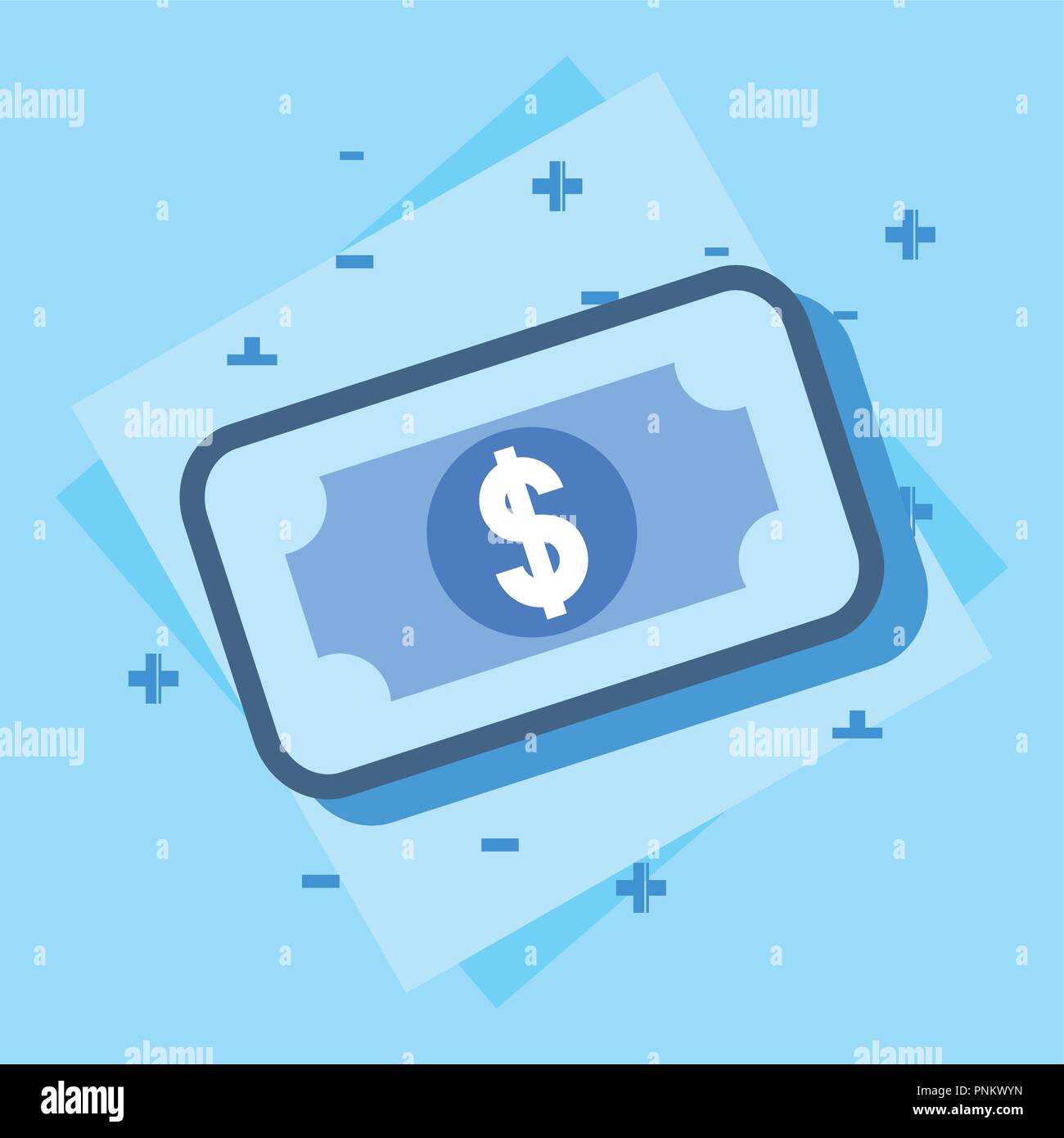 money bill icon over blue background, colorful design. vector ...