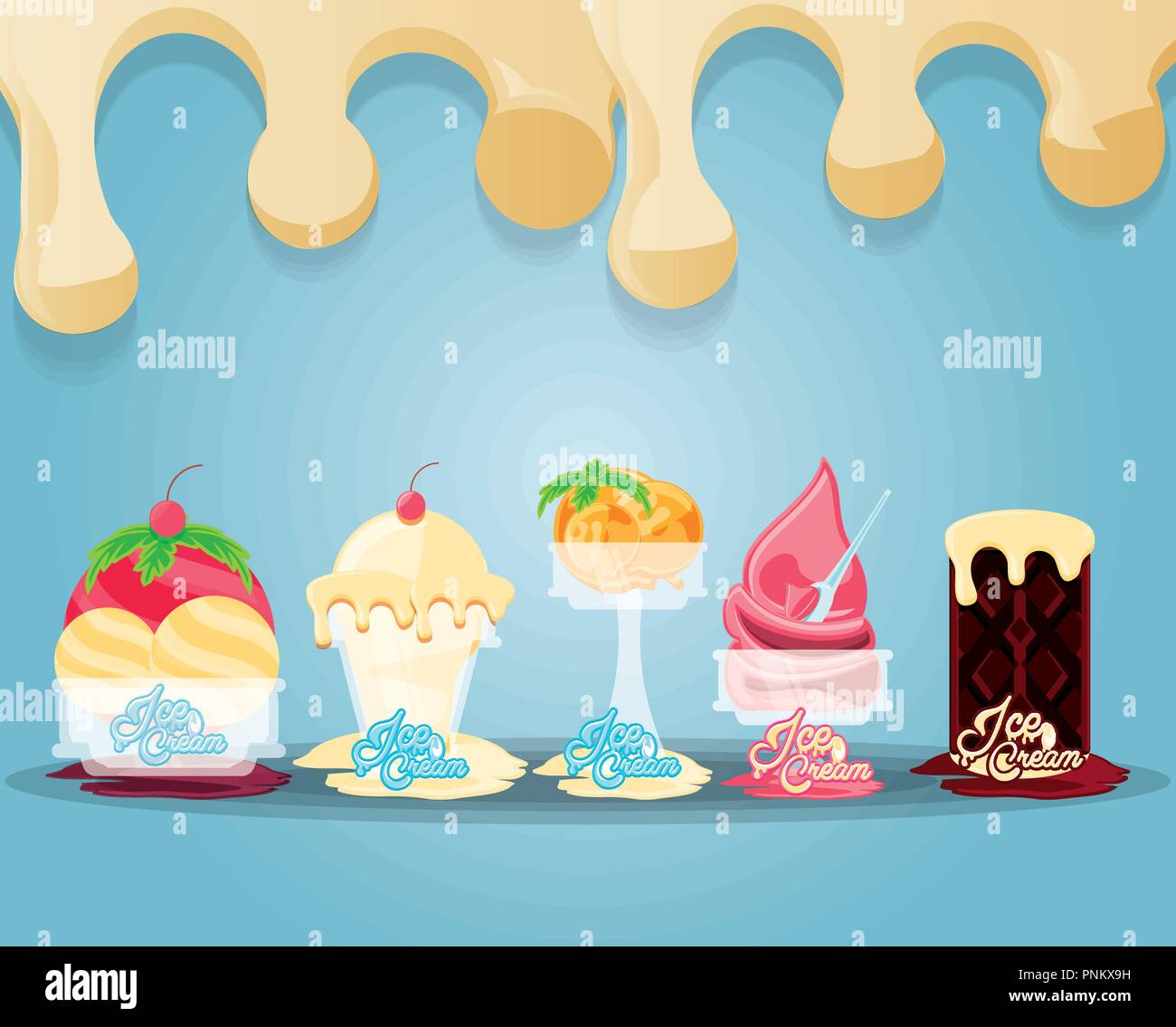 delicious ice cream set menu vector illustration design Stock Vector ...