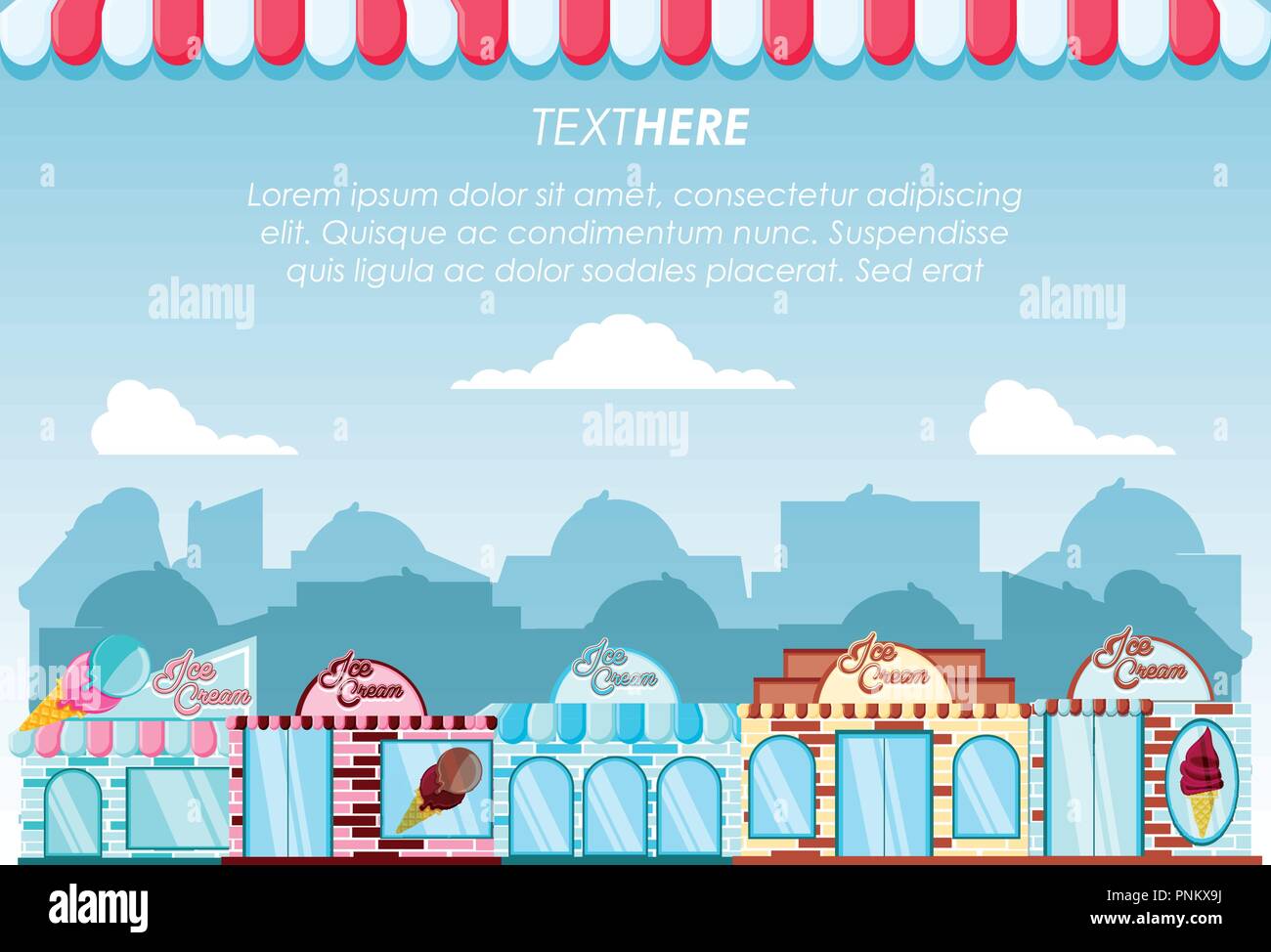 ice cream shop set buildings facades vector illustration design Stock ...