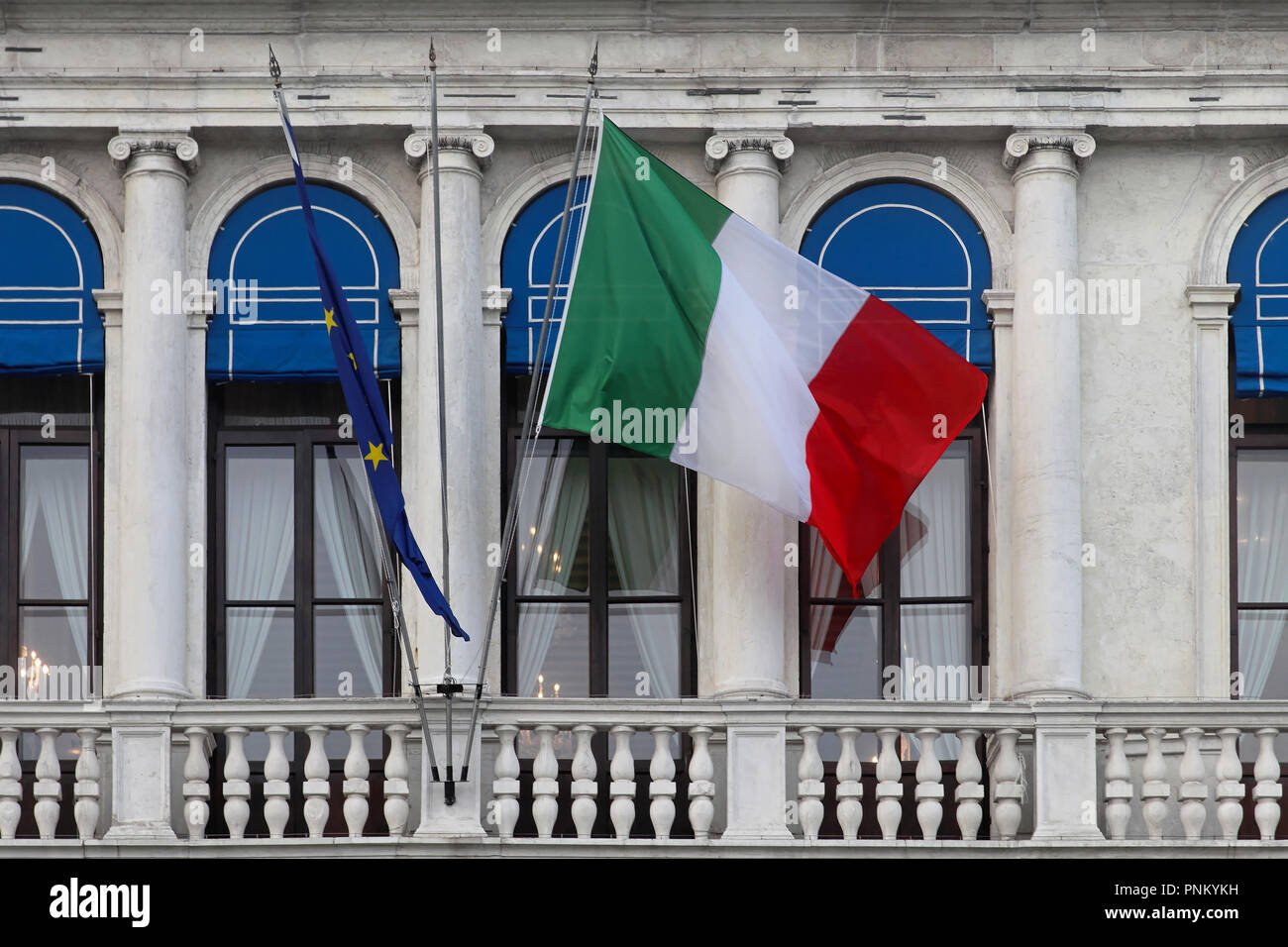 Italian flag at building in Venice Stock Photo - Alamy