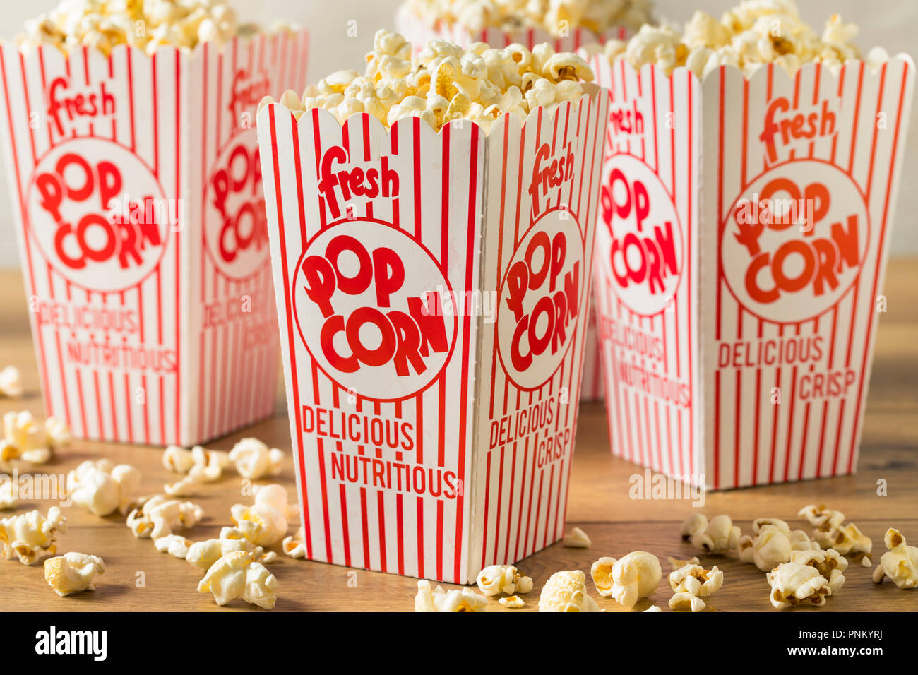 Classic Buttery Movie Theater Popcorn with Salt in a Bag Stock Photo ...