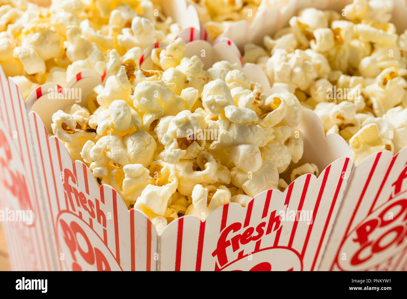 Classic Buttery Movie Theater Popcorn with Salt in a Bag Stock Photo ...