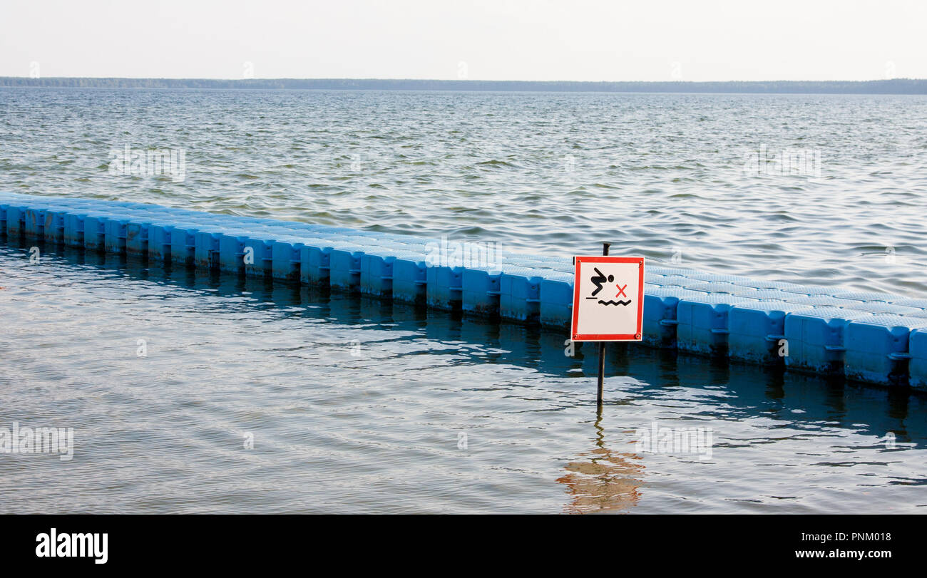 "No Diving" sign at beach, Naroch, Belarus Stock Photo - Alamy