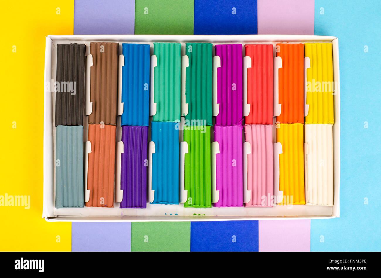Colored plasticine for molding in box. Studio Photo Stock Photo - Alamy