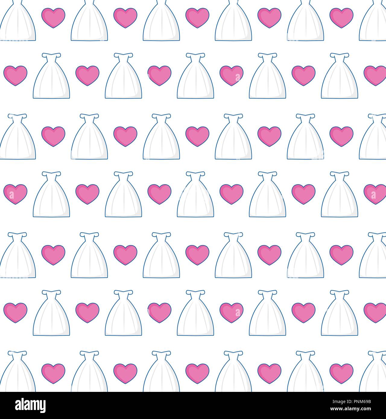 romantic love hearts wedding dress pattern design vector illustration ...