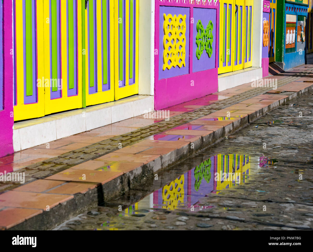 Guatape, Colombia. Typically colourful buildings in Guatape Colombia ...