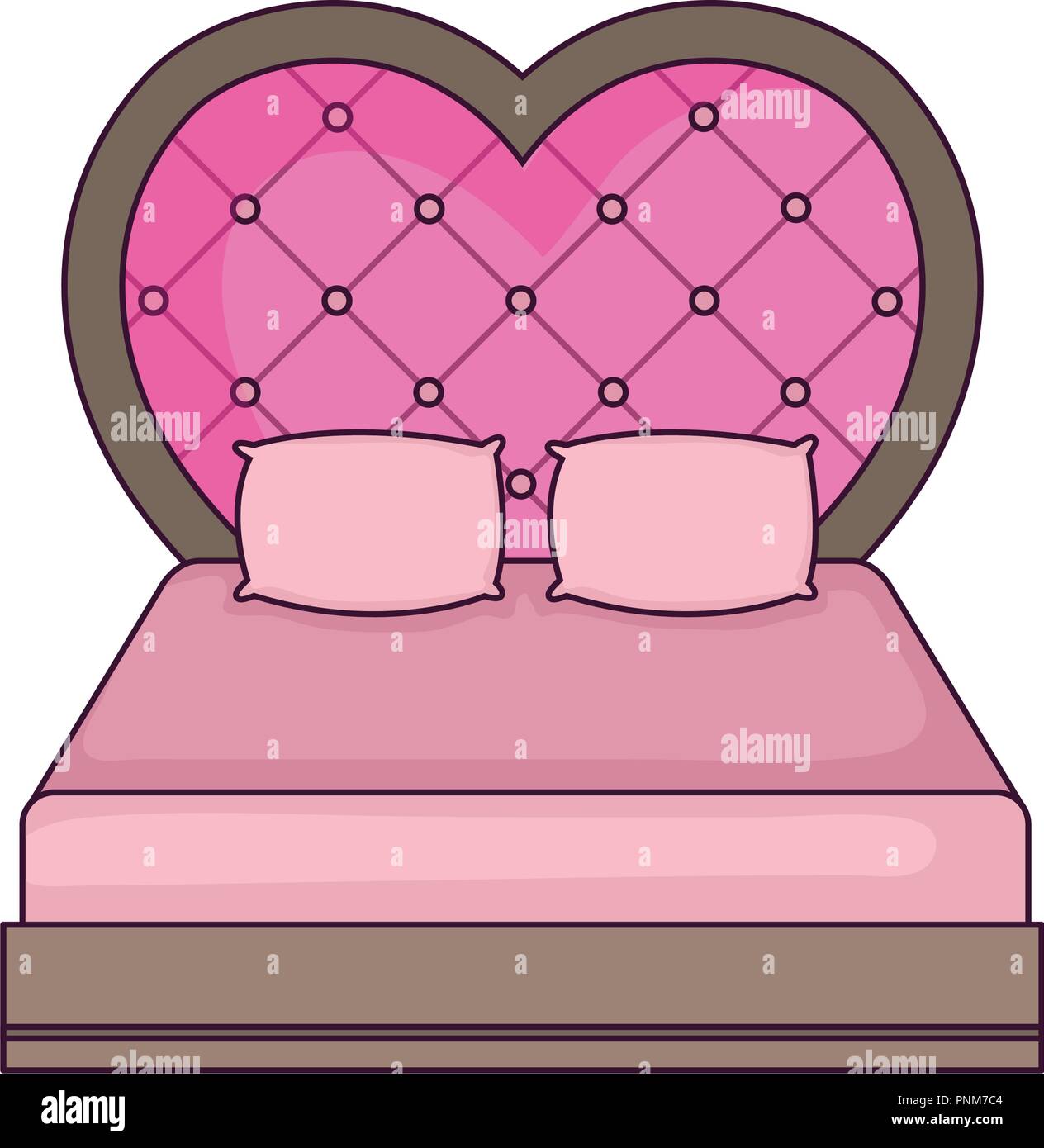 bed in heart shape over white background, vector illustration Stock ...