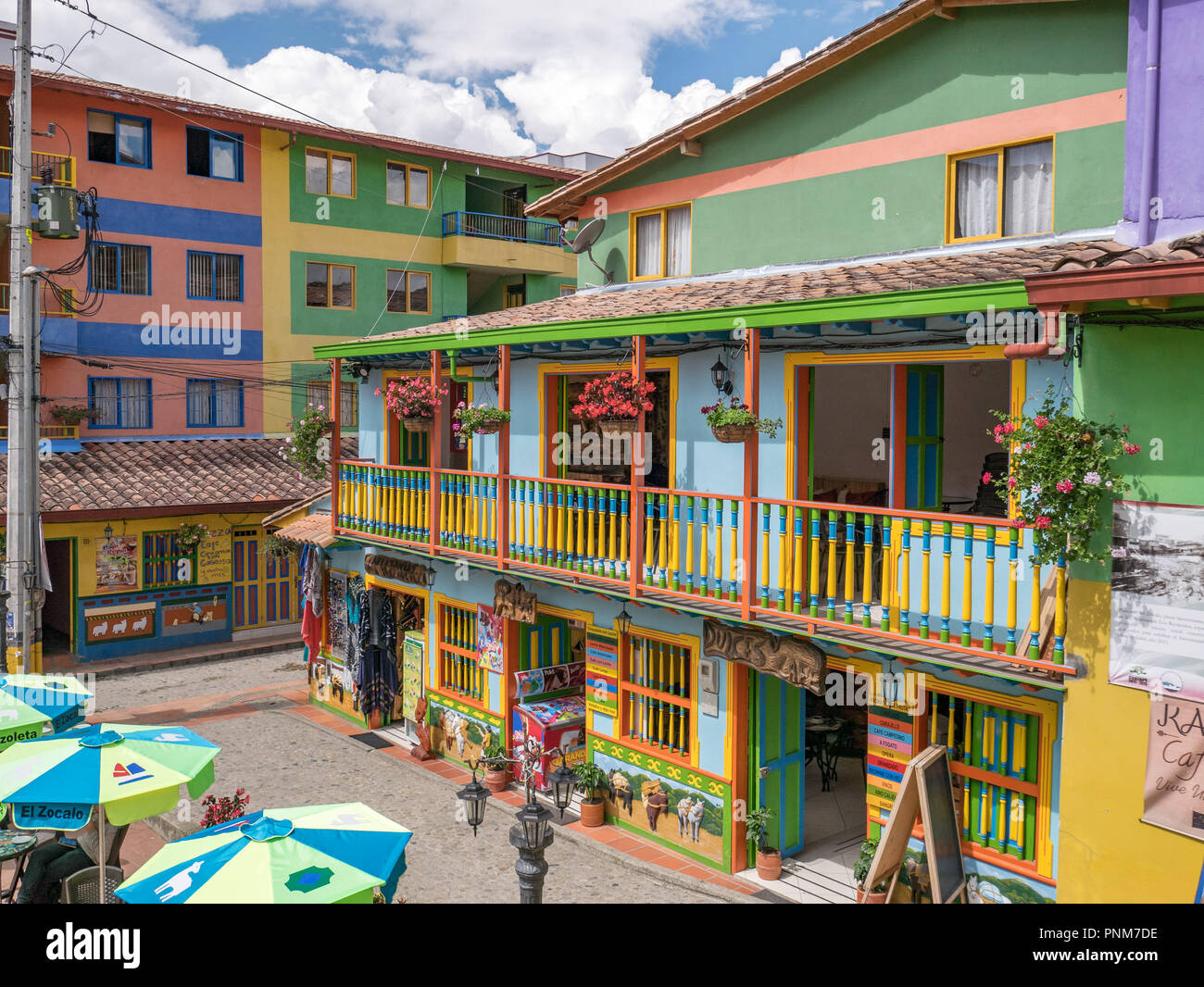 Guatape, Colombia. Typically colourful buildings in Guatape Colombia ...