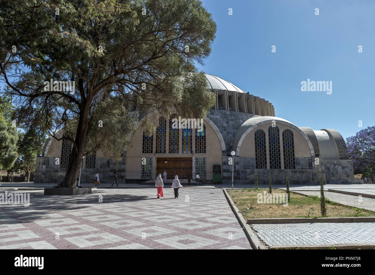 Exterior to the New Cathedral of Tsion Maryan, St. Mary of Zion, Axum ...