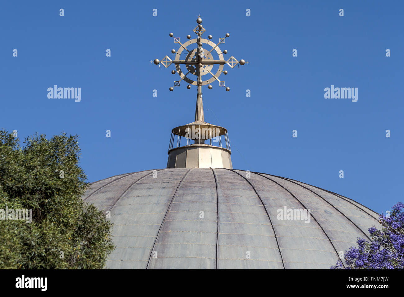 Cross atop of the New Cathedral of Tsion Maryan, St. Mary of Zion, Axum ...