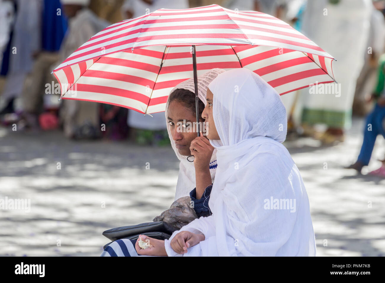 Congregants Cathedral of Tsion Maryan, St. Mary of Zion, Axum, Ethiopia ...